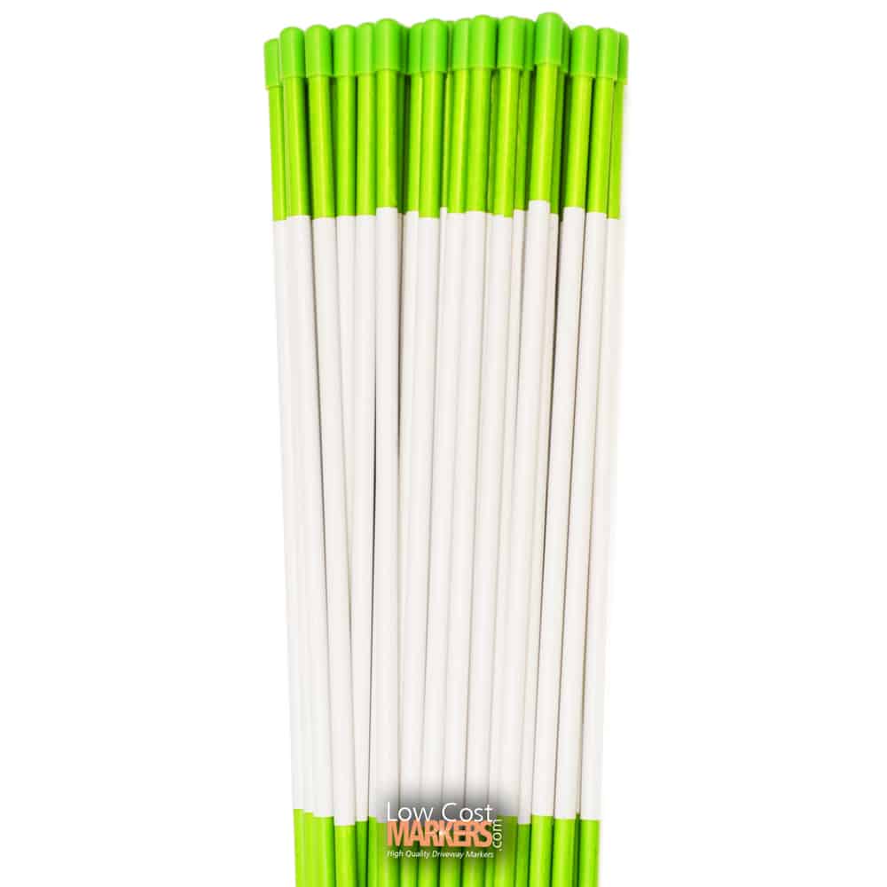 4' x 5/16" Neon Green Driveway Marker with Cap and Reflective Tape ...